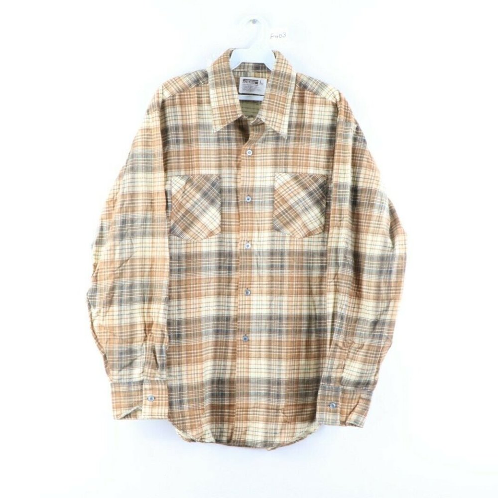 Vtg 70s Montgomery Ward Pocket Plaid Button Shirt - Gem